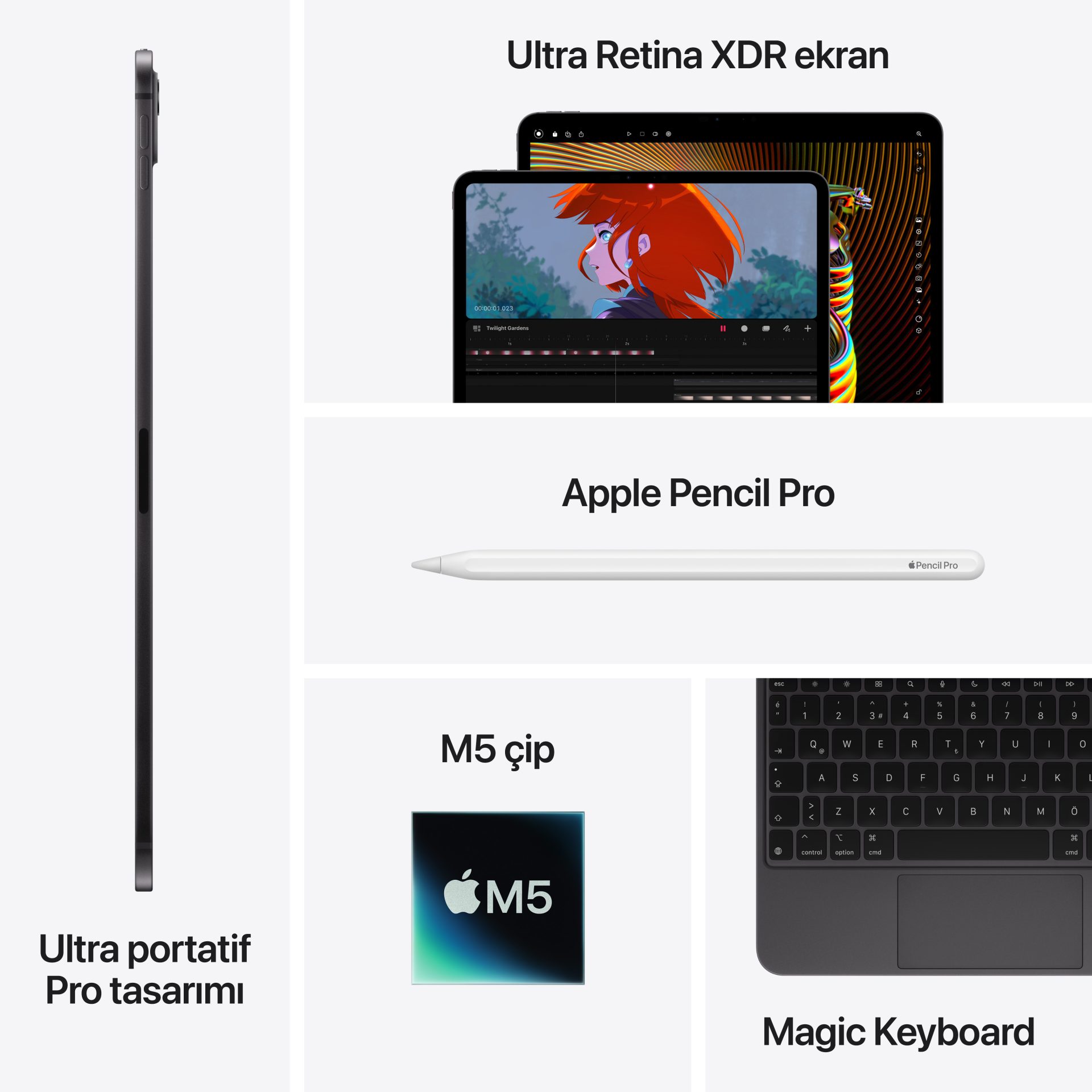 iPad Pro 11 inç WiFi 256GB Standart Cam Uzay Siyahı MDWK4TU/A - Apple - PT