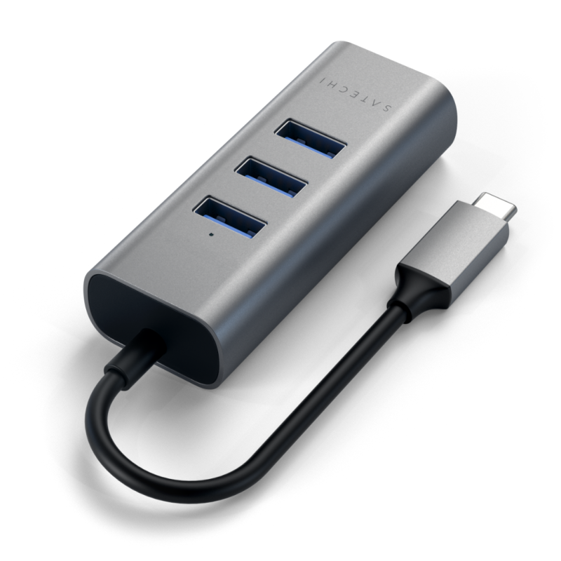 Satechi Type-C 2 in 1 USB 3.0 3 Port Hub Eth Port Uzay Grisi ST ...
